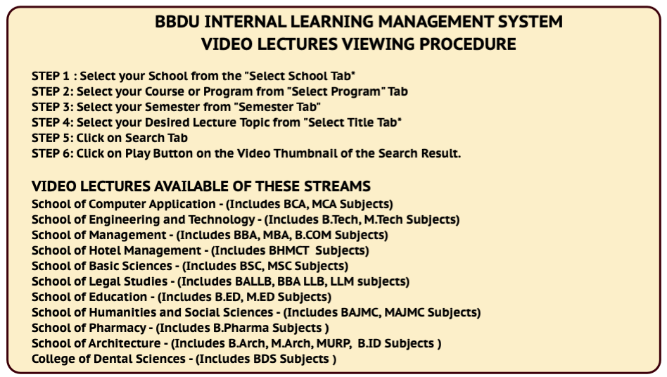 Babu Banarasi Das University || E-Learning Management System